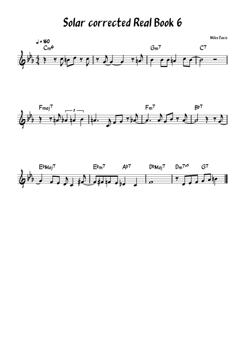 Solar – Miles Davis Solar corrected Real Book 6 Sheet Music with Chords ...