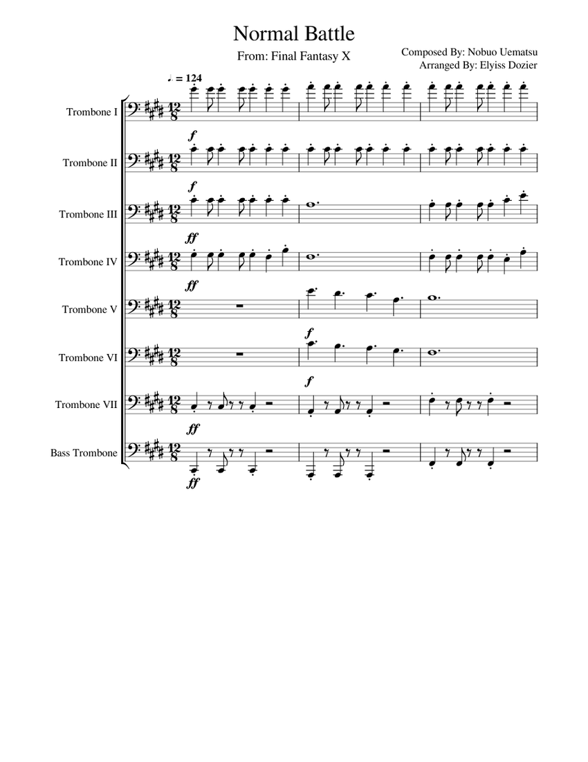 Normal Battle Sheet music for Trombone, Trombone bass (Brass Ensemble ...