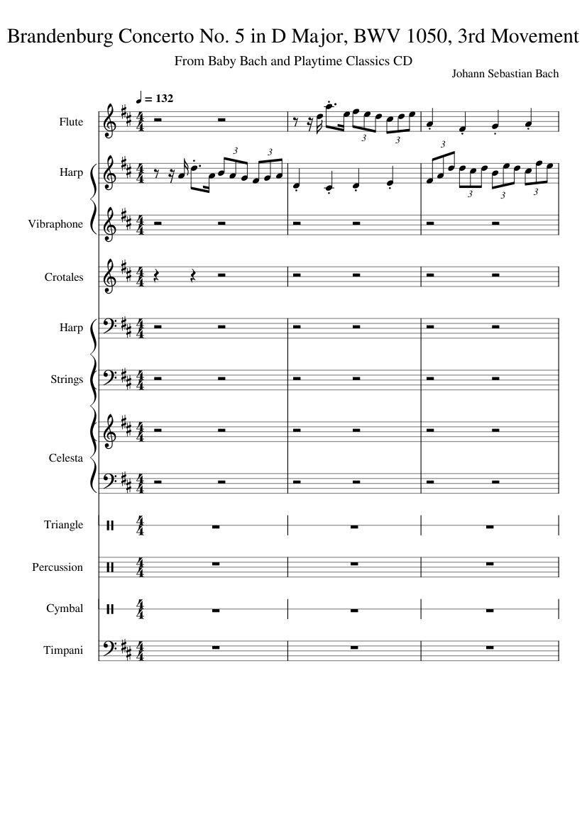 Brandenburg Concerto No.5 in D major, BWV 1050 – Johann Sebastian Bach Brandenburg Concerto No ...