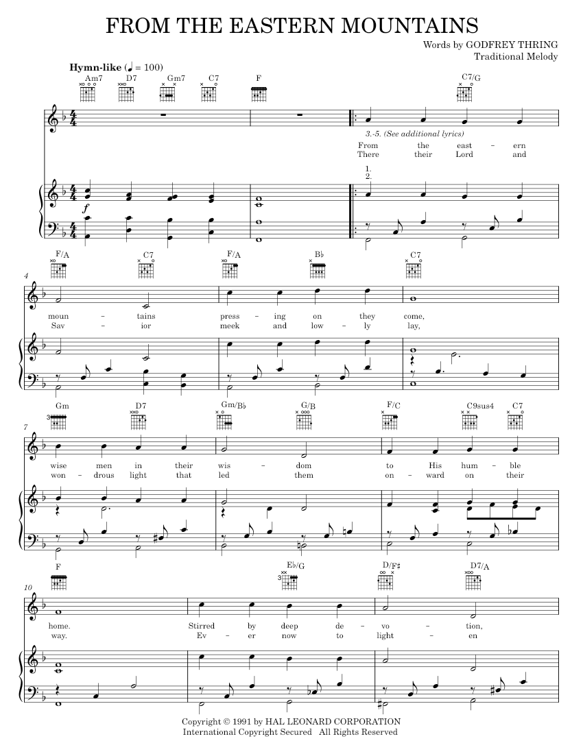Play Official version of From The Eastern Mountains sheet music by ...