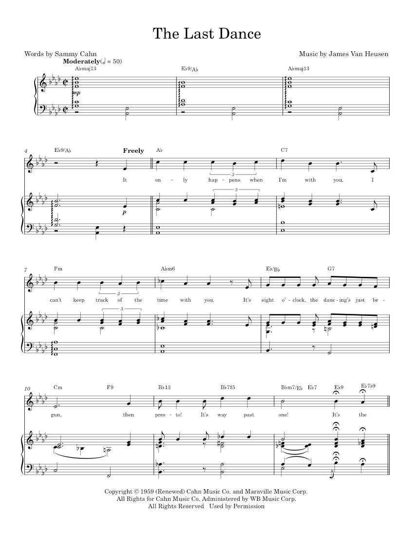 The Last Dance Sheet music for Piano, Vocals by Frank Sinatra, J. Fred ...