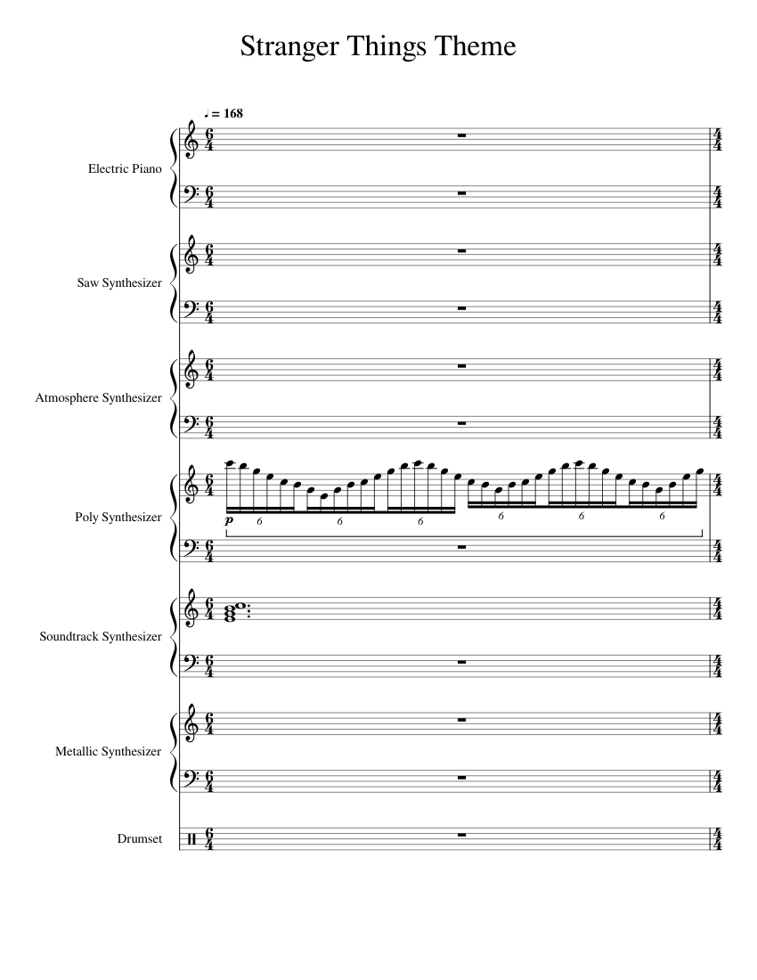 Stranger Things Theme Sheet music for Piano, Drum group, Synthesizer ...