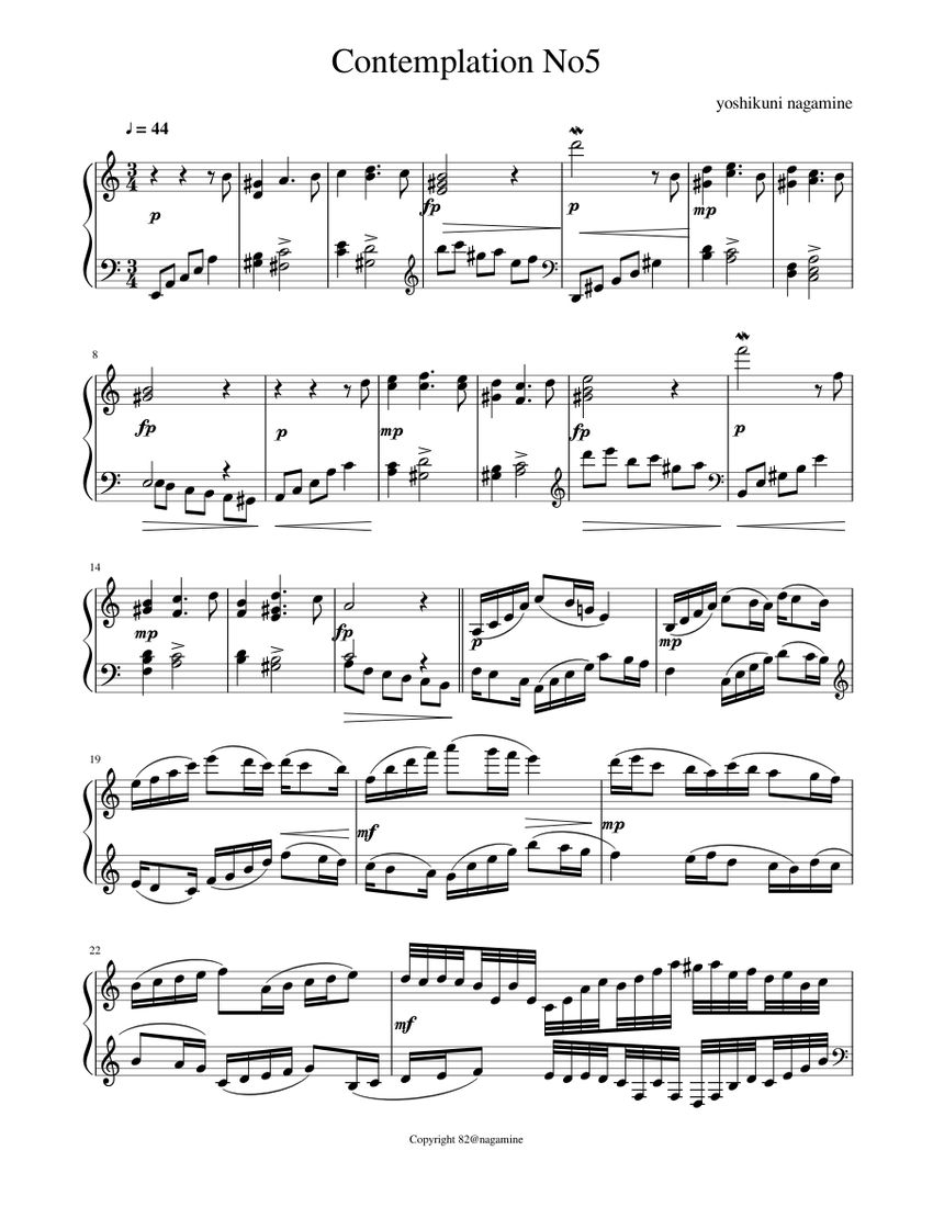Contemplation No5 Sheet music for Piano (Solo) | Musescore.com