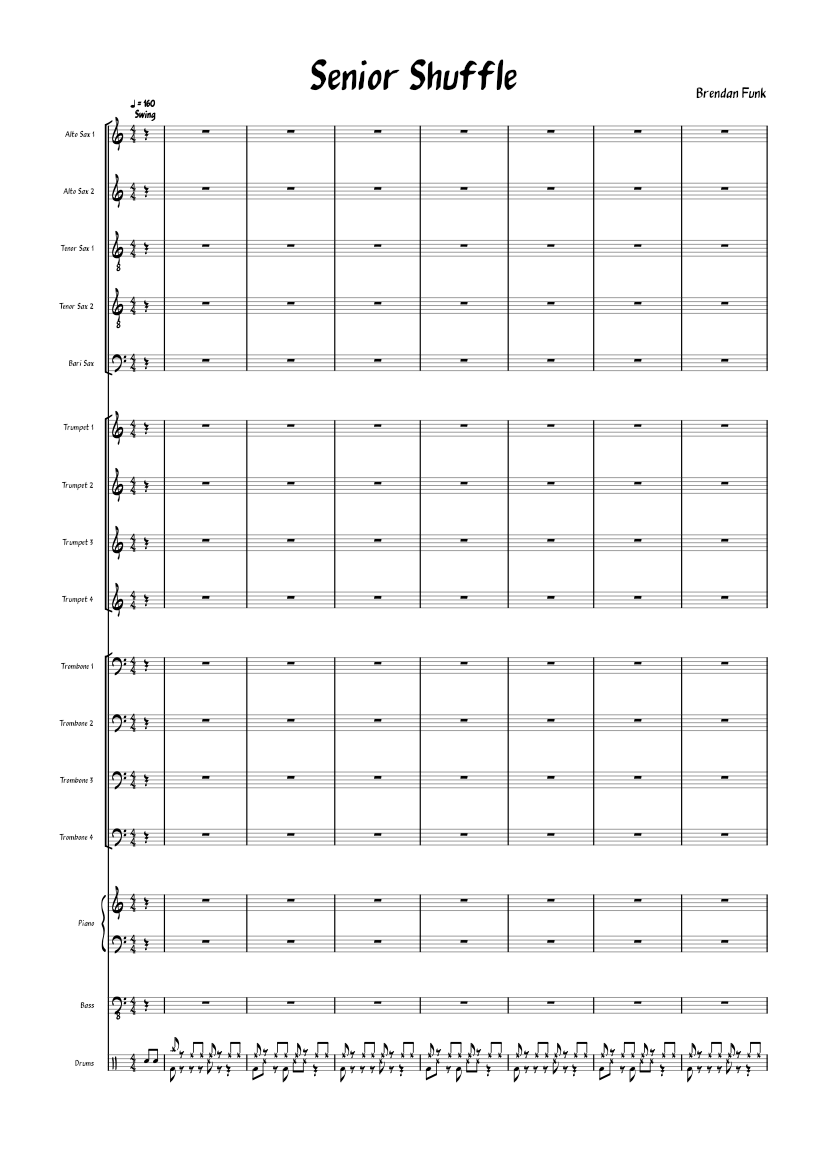 Senior Shuffle Sheet music for Piano, Trombone, Saxophone alto ...