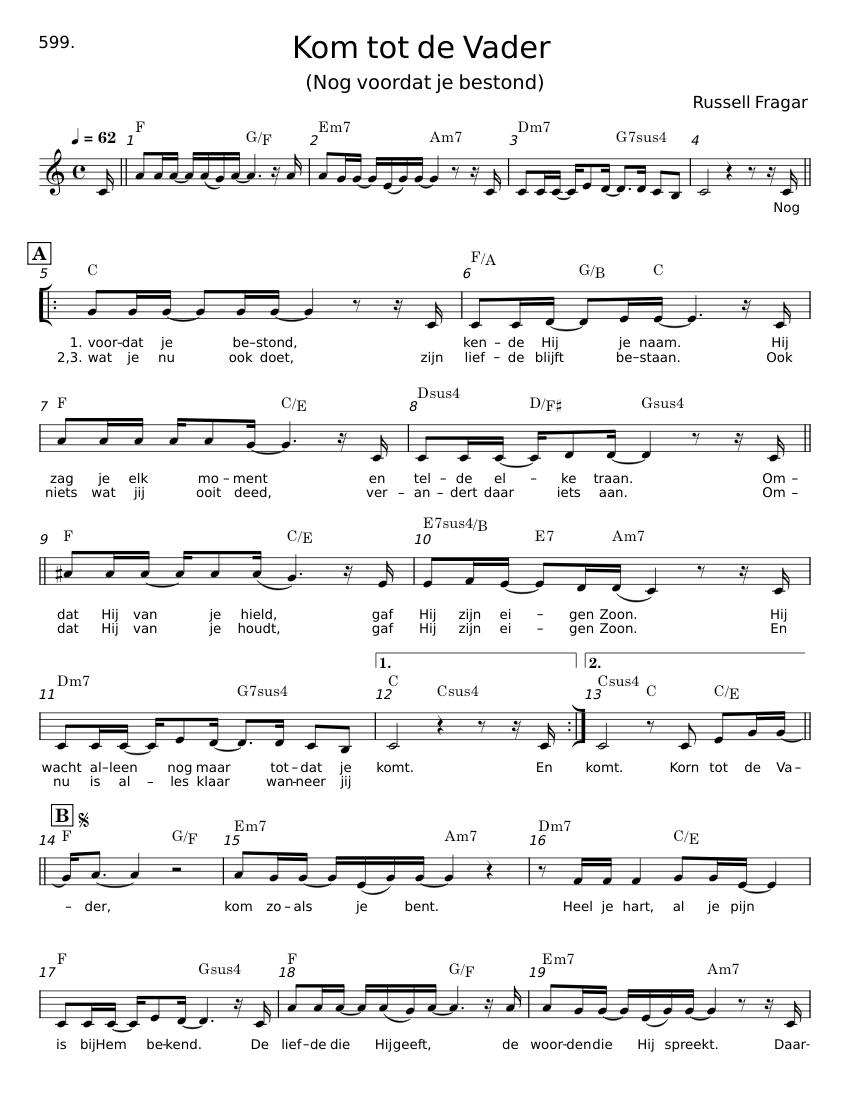 Kom tot de Vader - Russell Fragar Sheet music for Synthesizer (Solo ...