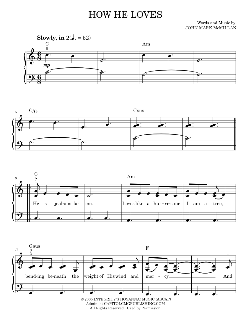 Play Official version of How he loves Sheet Music by David Crowder*Band ...