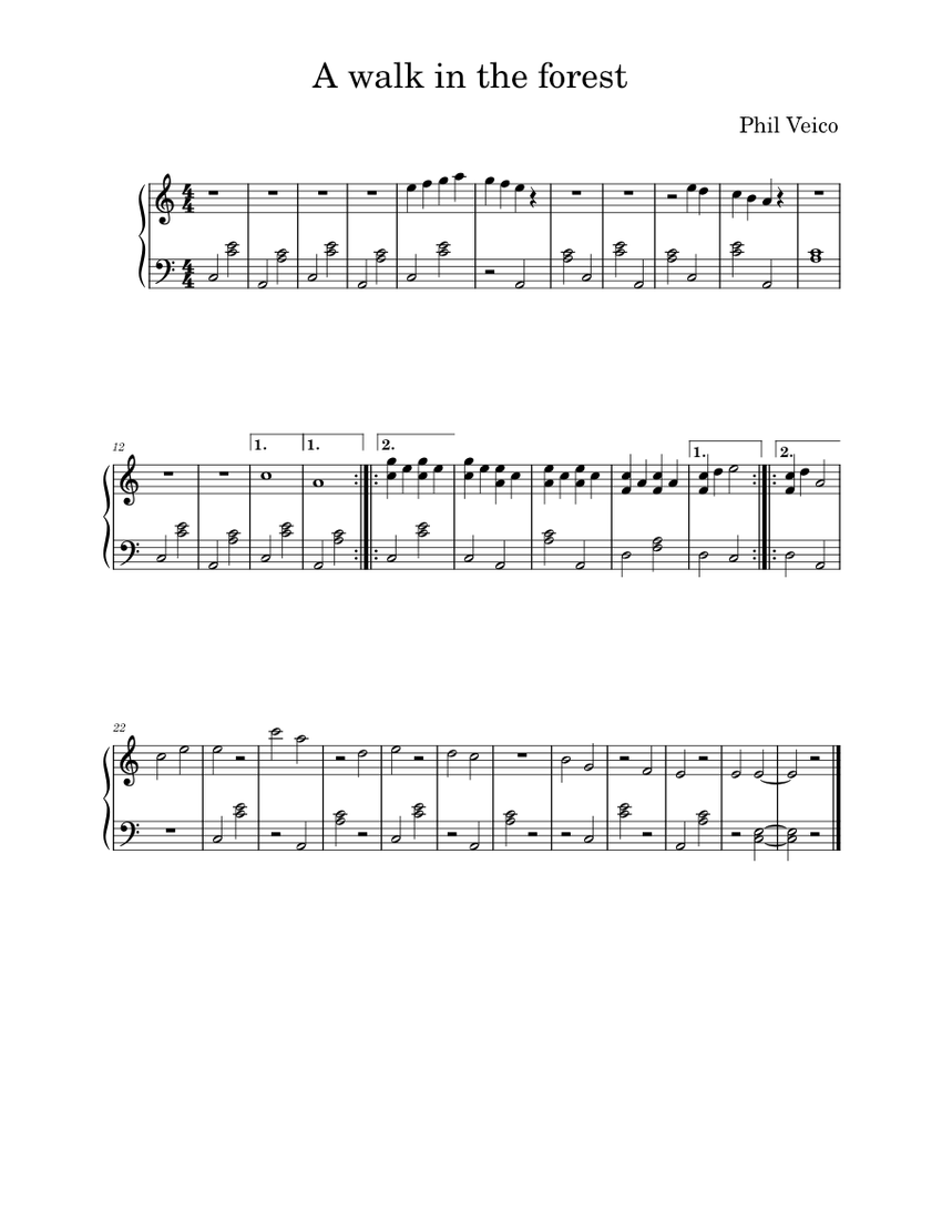 A walk in the forest Sheet music for Piano (Solo) Easy | Musescore.com