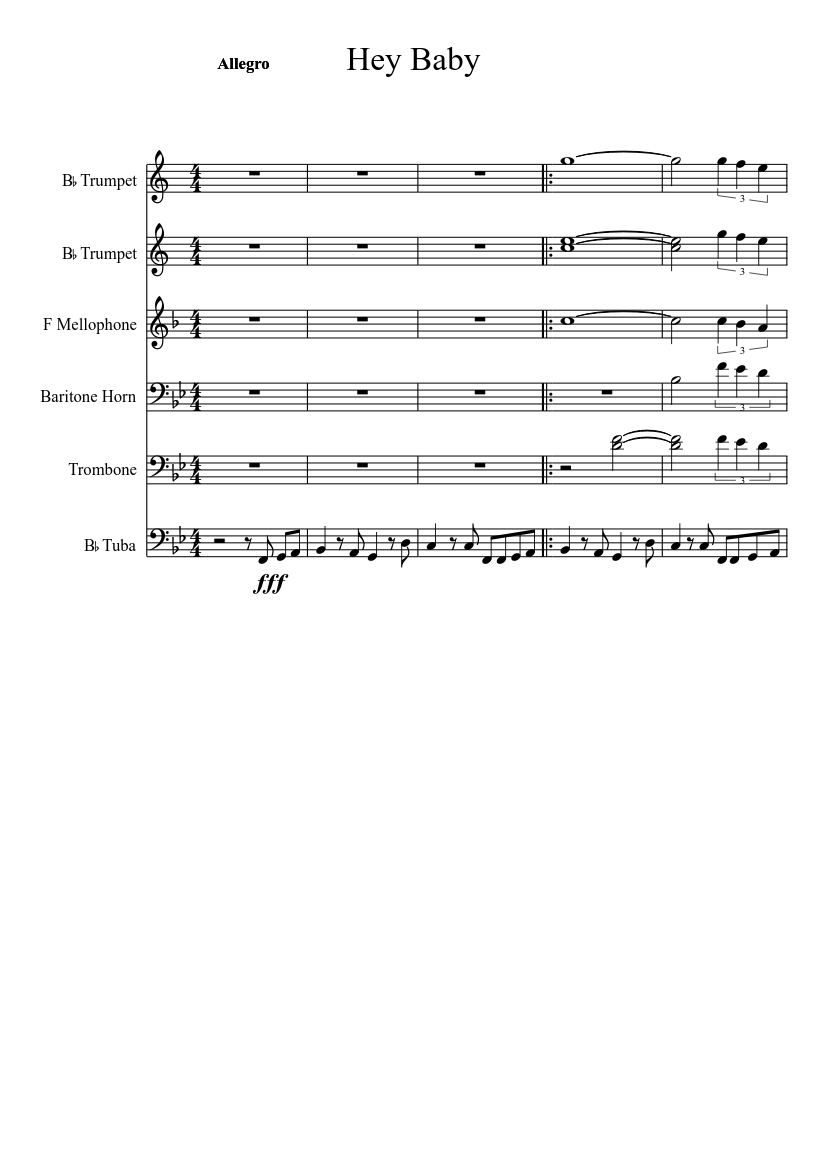 Hey Baby Sheet music for Trombone, Tuba, Trumpet other (Mixed Quartet ...