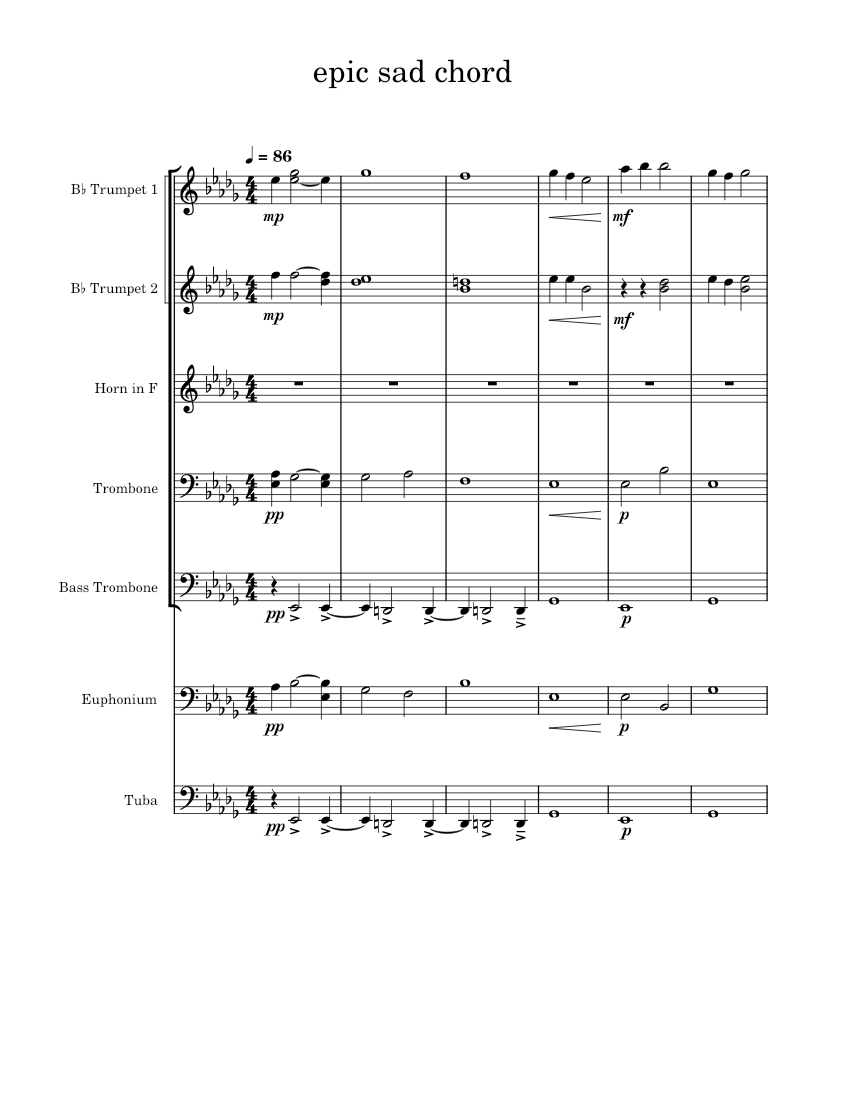 epic_sad_chord Sheet music for Trombone, Euphonium, Tuba, Trombone bass ...