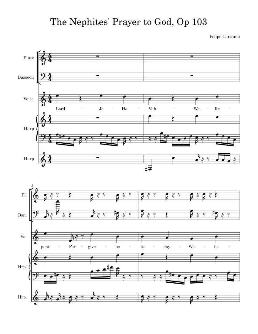 The Nephites' Prayer to God, Op 103 by Felipe Carcamo Sheet music for ...