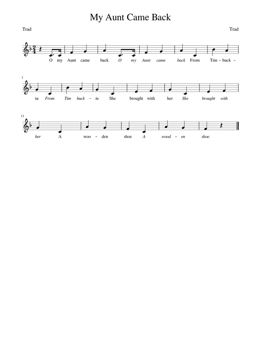 My Aunt Came Back - piano tutorial