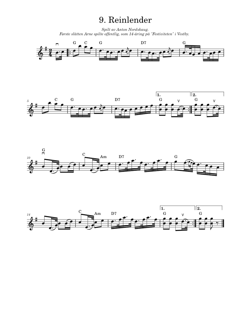 9. Reinlender Sheet music for Piano (Solo) Easy | Musescore.com