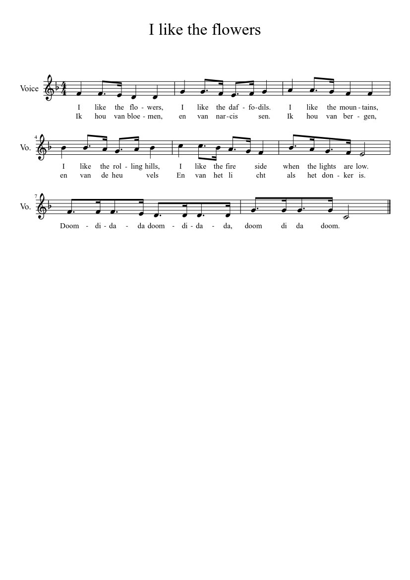I like the flowers Sheet music for Voice (other) (Solo) | Musescore.com