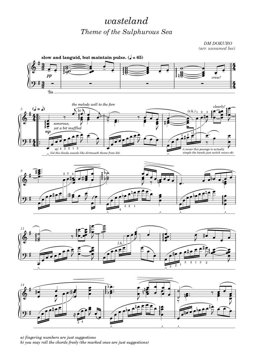 Calamity Mod OST | DM DOKURO - wasteland | Piano solo Sheet Music for Piano (Solo) | MuseScore.com