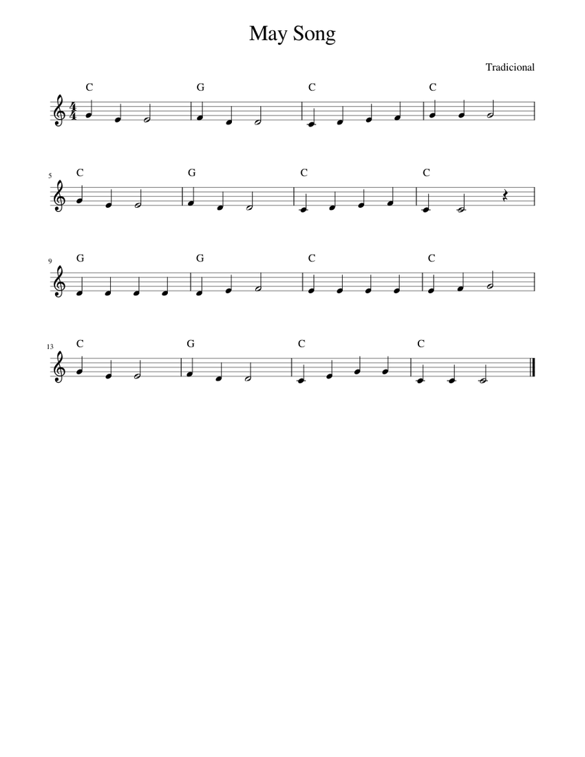 May Song - Tradicional - piano tutorial