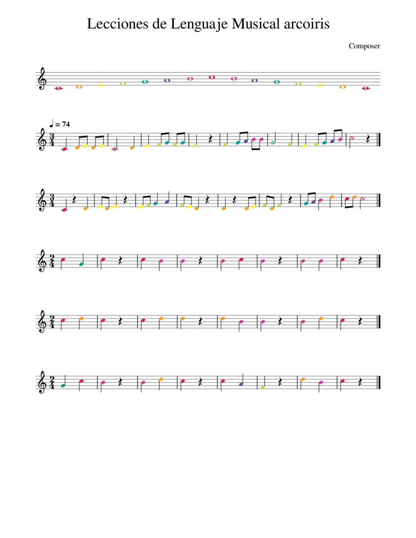 notas de colores Sheet music for Piano (Choral) | Musescore.com