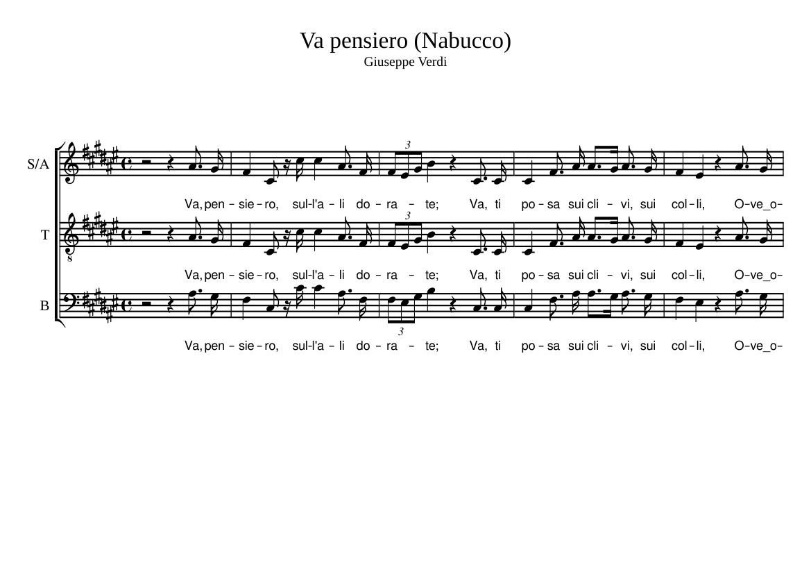 Va pensiero (Verdi) - GARDA 2017 LETTLEST Sheet music for Piano (Mixed ...