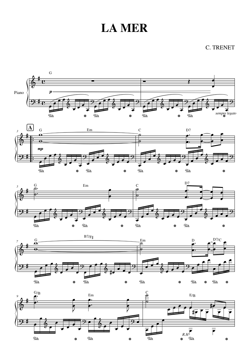 LA MER Sheet music for Piano (Solo) | Musescore.com