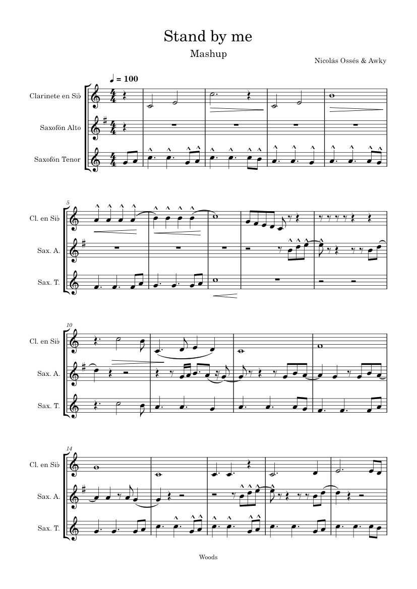 Stand by me – Ben E. King Cover Sheet music for Saxophone alto ...