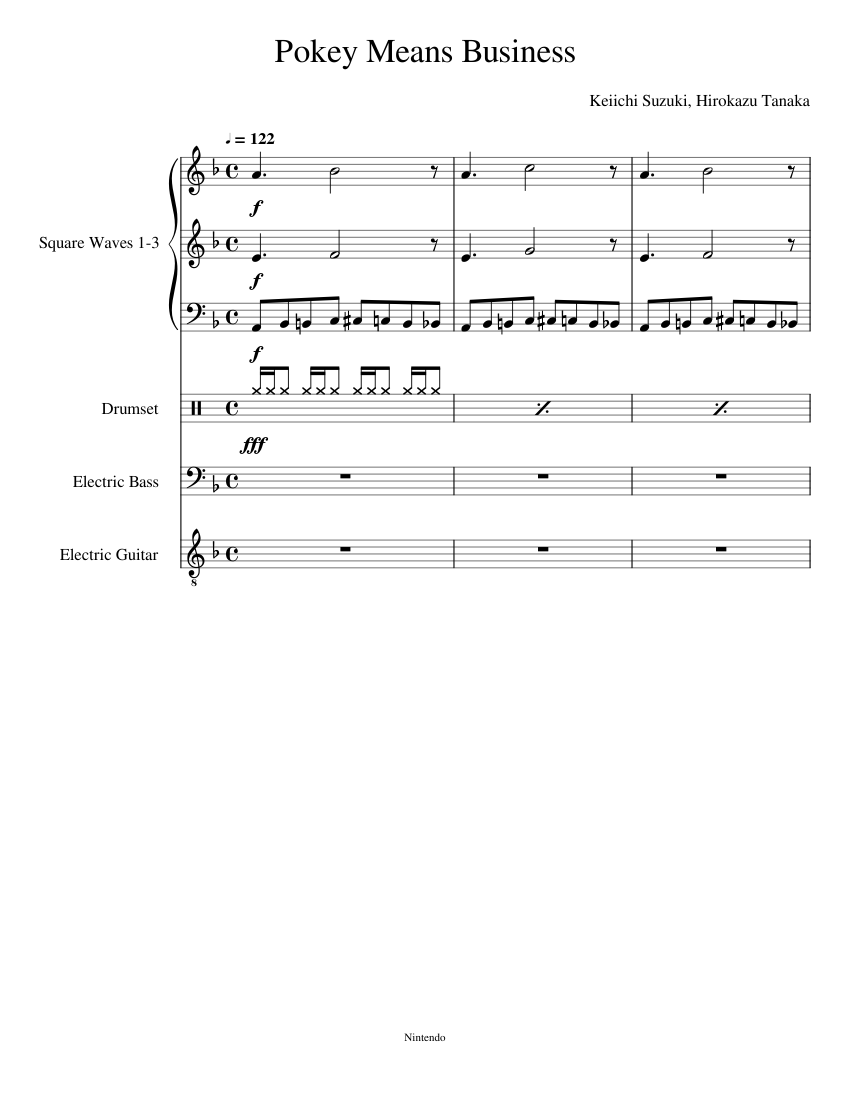 Pokey Means Business Sheet music for Guitar, Bass guitar, Drum group ...