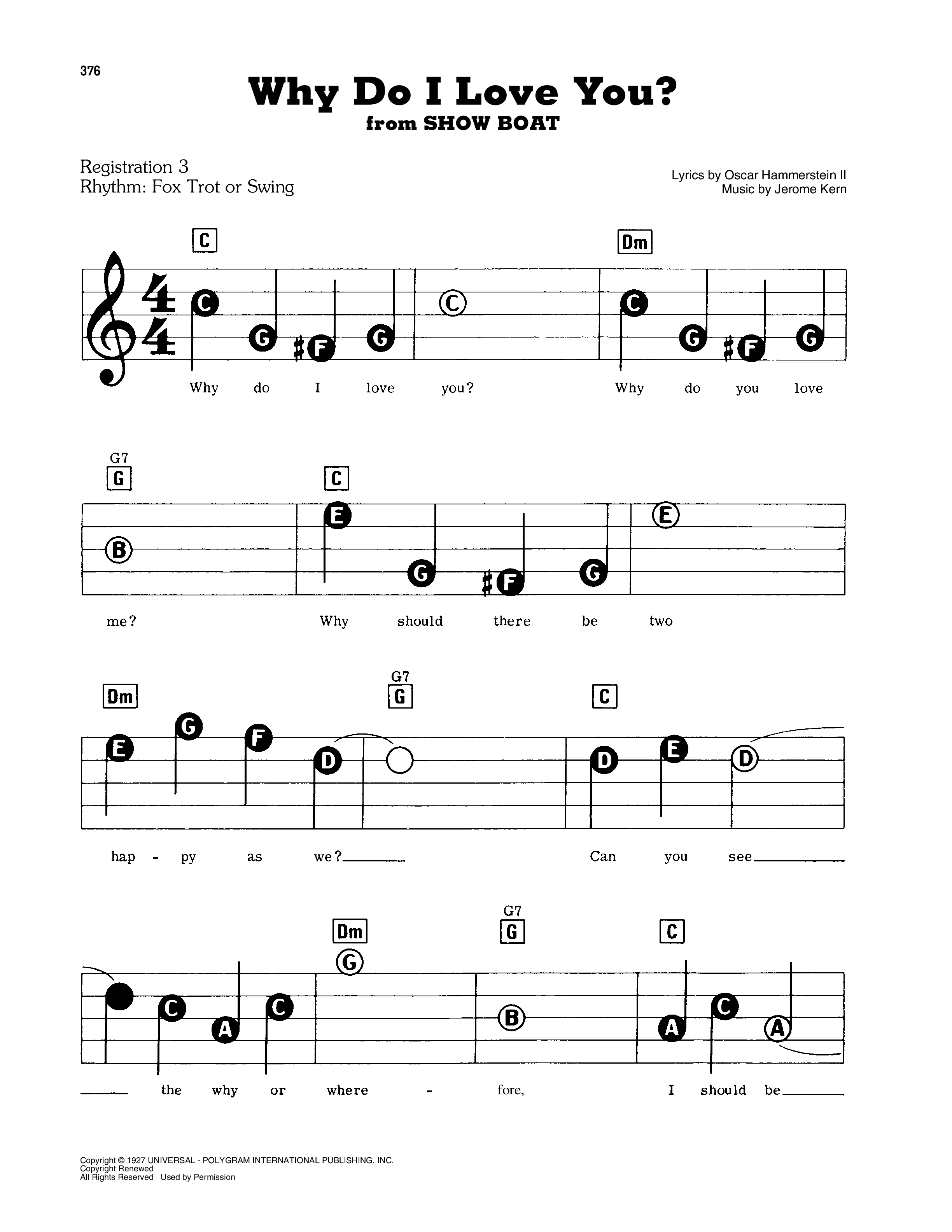 Why Do I Love You? (from Showboat) Sheet music for Piano, Organ, Synthesizer by Jerome Kern ...