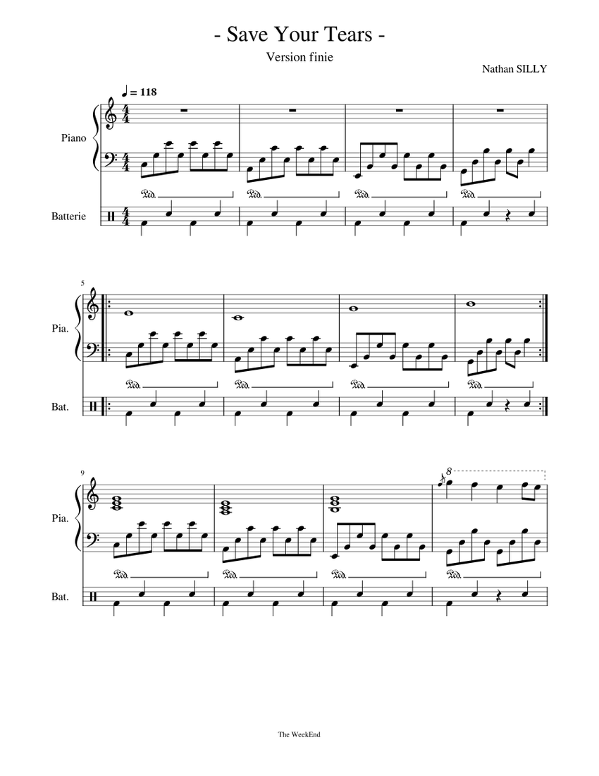 Save Your Tears - Instrumental - piano tutorial