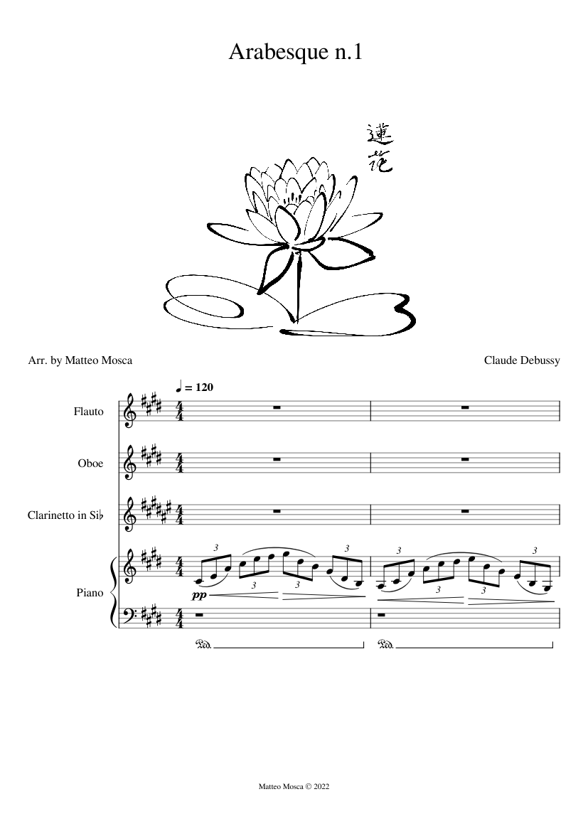 Arabesque 1 Sheet music for Piano, Flute, Oboe, Clarinet in b-flat ...