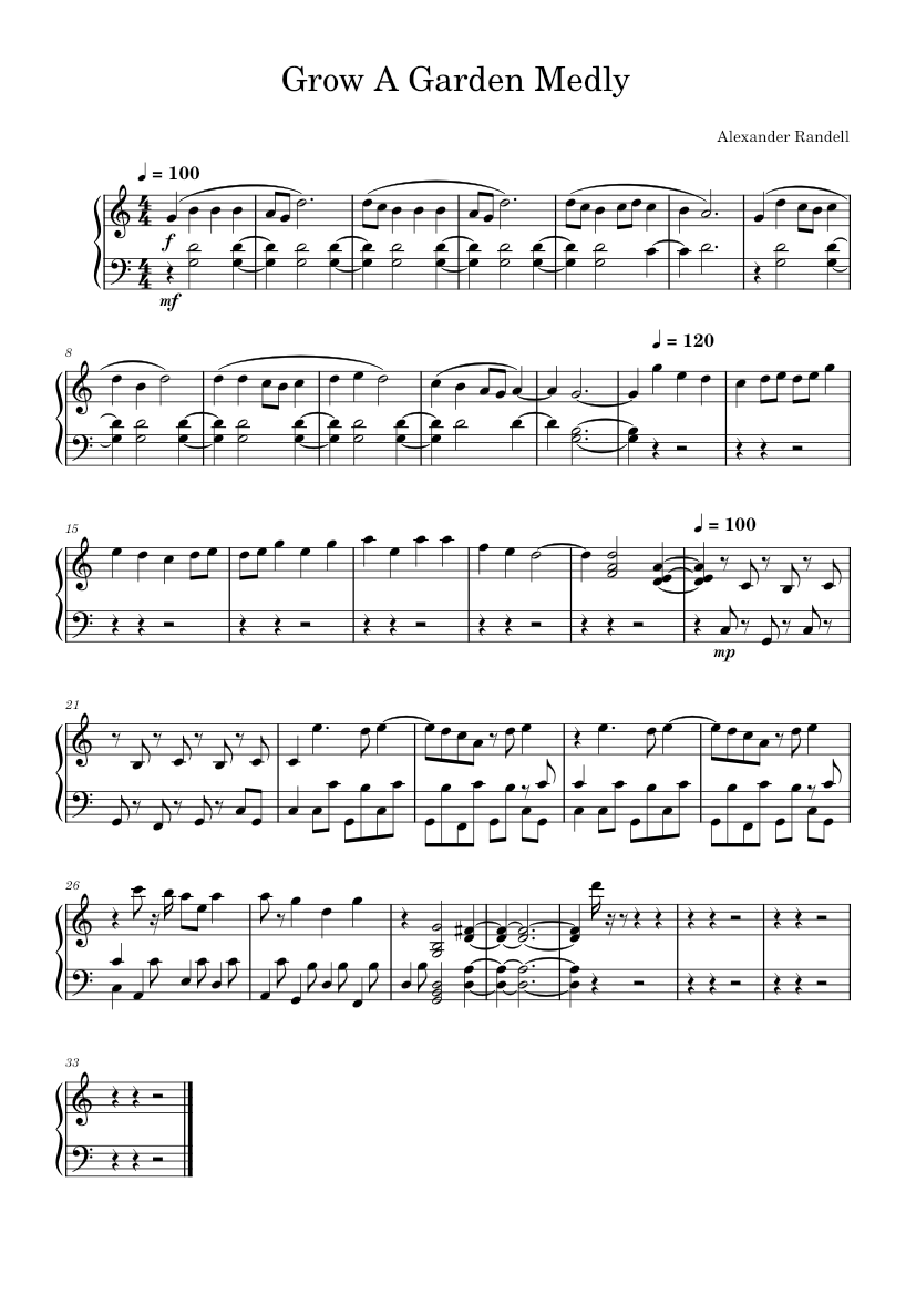 Grow a garden medly Sheet Music for Piano (Solo) Easy | MuseScore.com