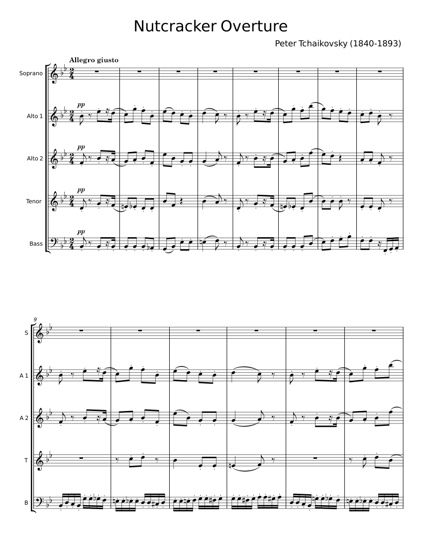 Nutcracker Overture - Peter Ilyich Tchaikovsky Sheet Music for Violin ...
