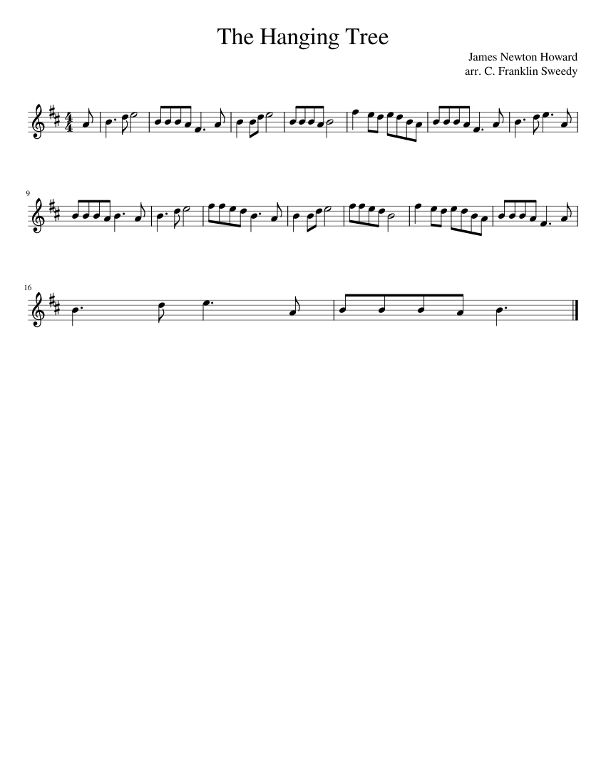 The Hanging Tree Sheet music for Clarinet in b-flat (Solo) | Musescore.com