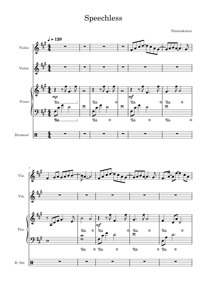 Speechless – Naomi Scott - 4 instrument Sheet Music for Piano, Violin ...