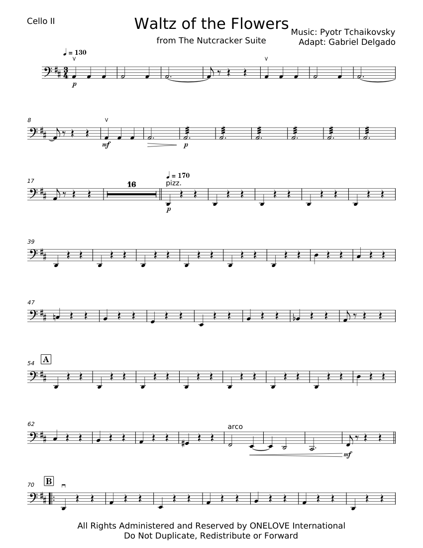 Waltz of the Flowers - Pyotr Ilyich Tchaikovsky Sheet music for Cello ...