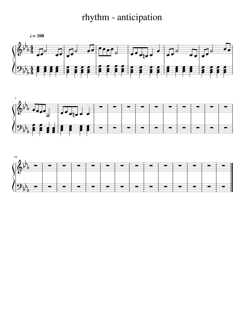 rhythm - anticipation - piano tutorial