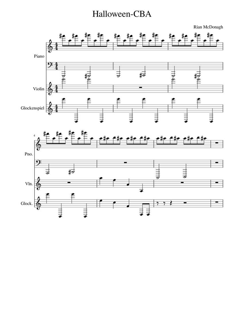 Halloween-CBA Sheet music for Piano, Glockenspiel, Violin (Mixed Trio ...