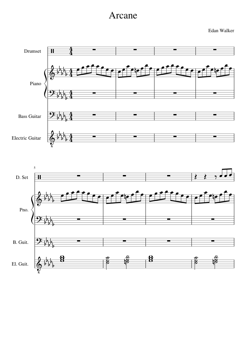 Arcane Sheet music for Piano, Guitar, Bass guitar, Drum group (Mixed ...