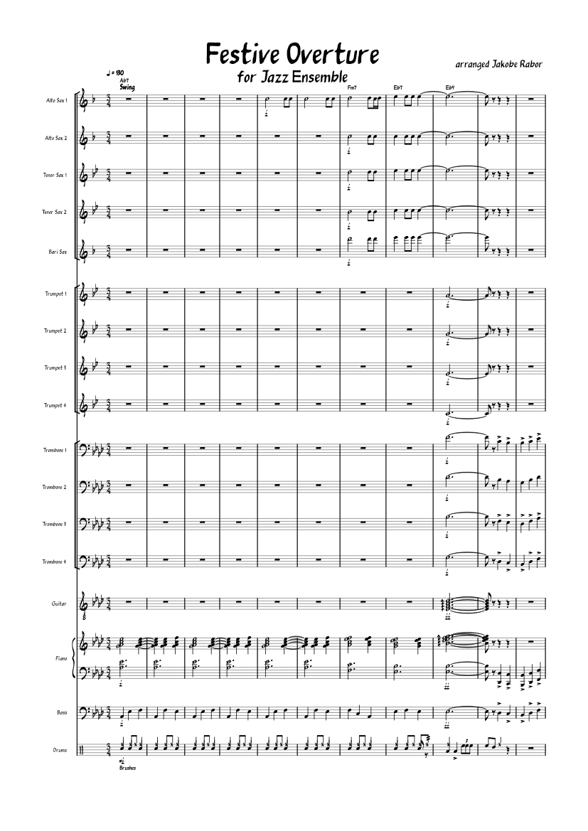Festive Overture for Jazz Ensemble Sheet music for Piano, Trombone ...