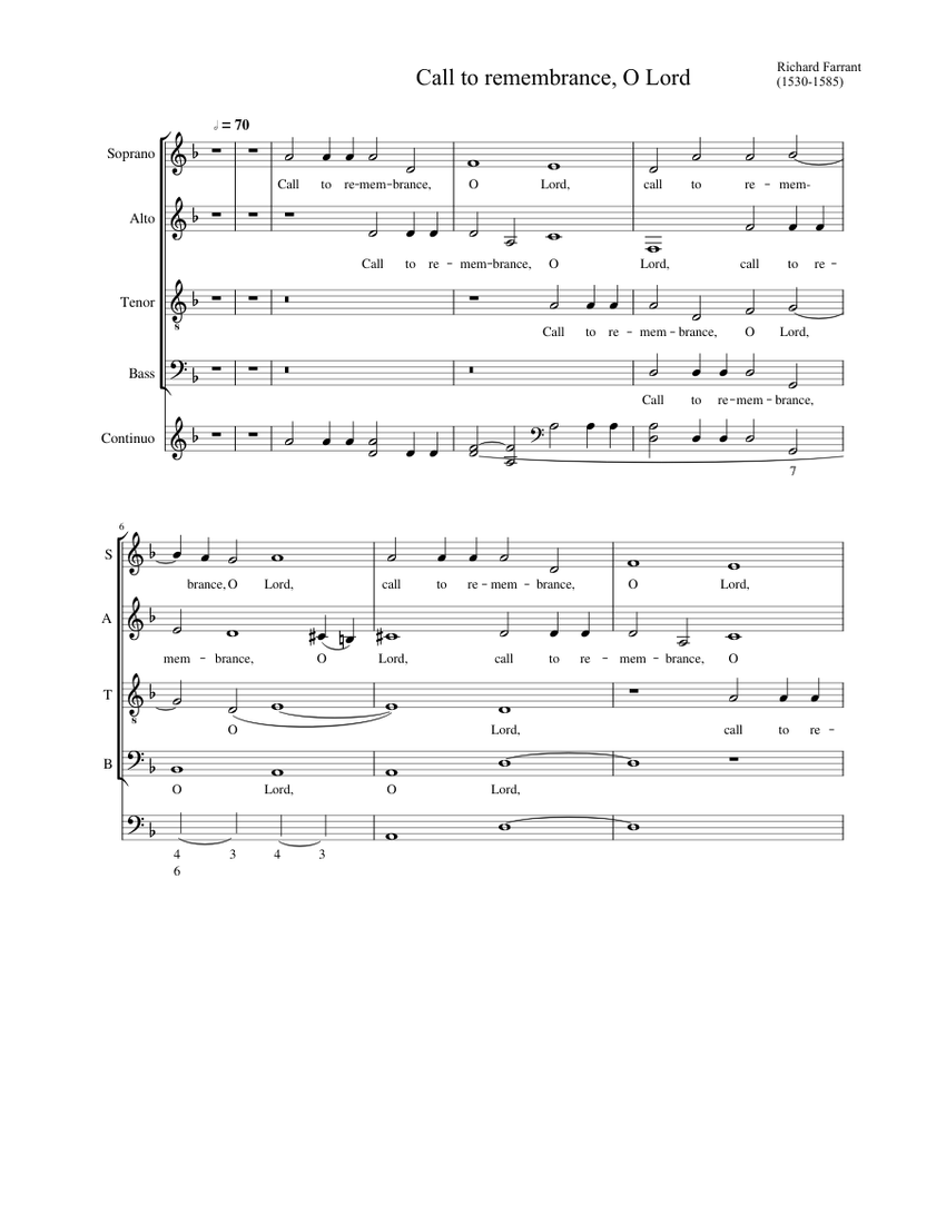 Call to Remembrance Sheet music for Bass guitar (SATB) | Musescore.com