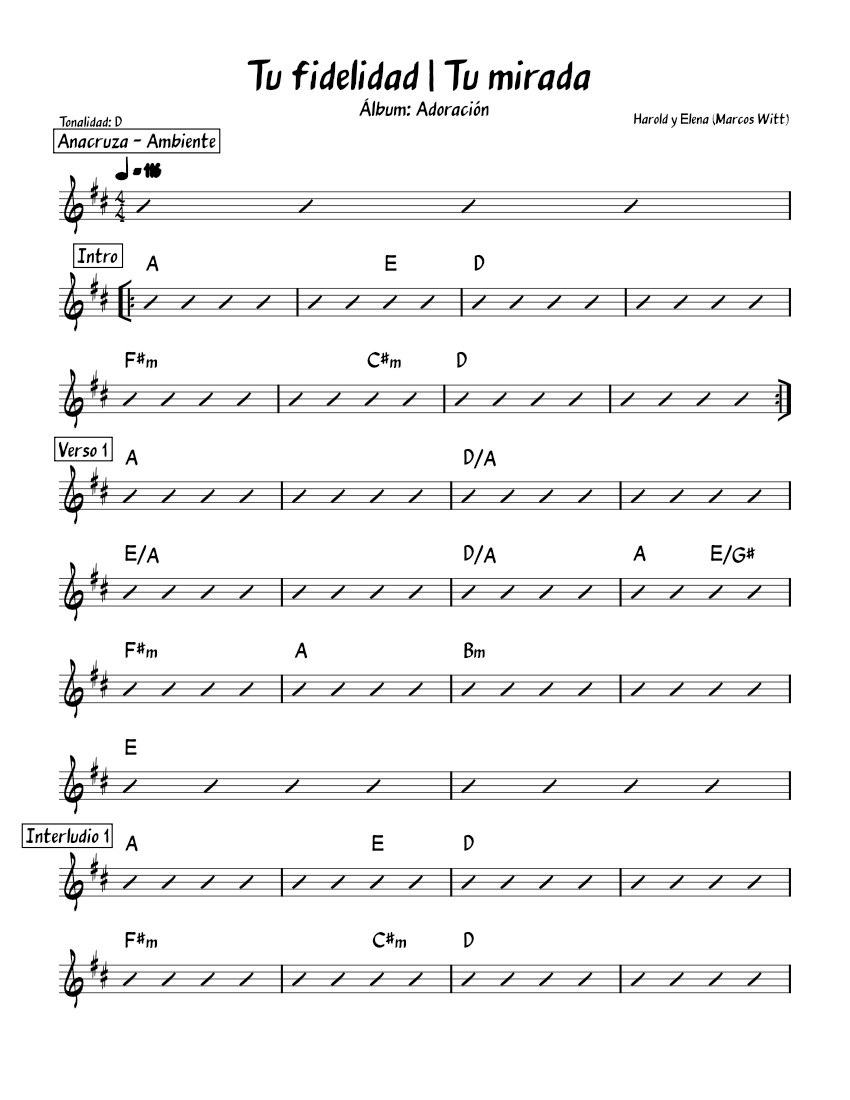 Tu fidelidad | Tu mirada – Harold y Elena (Marcos Witt) Sheet Music for ...
