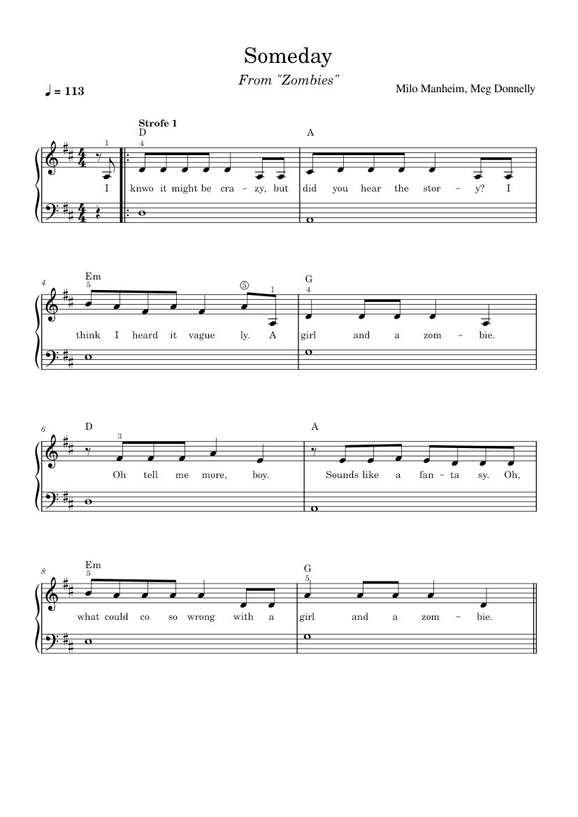 Zombies - Someday Sheet Music with Chords for Piano (Solo) easy ...