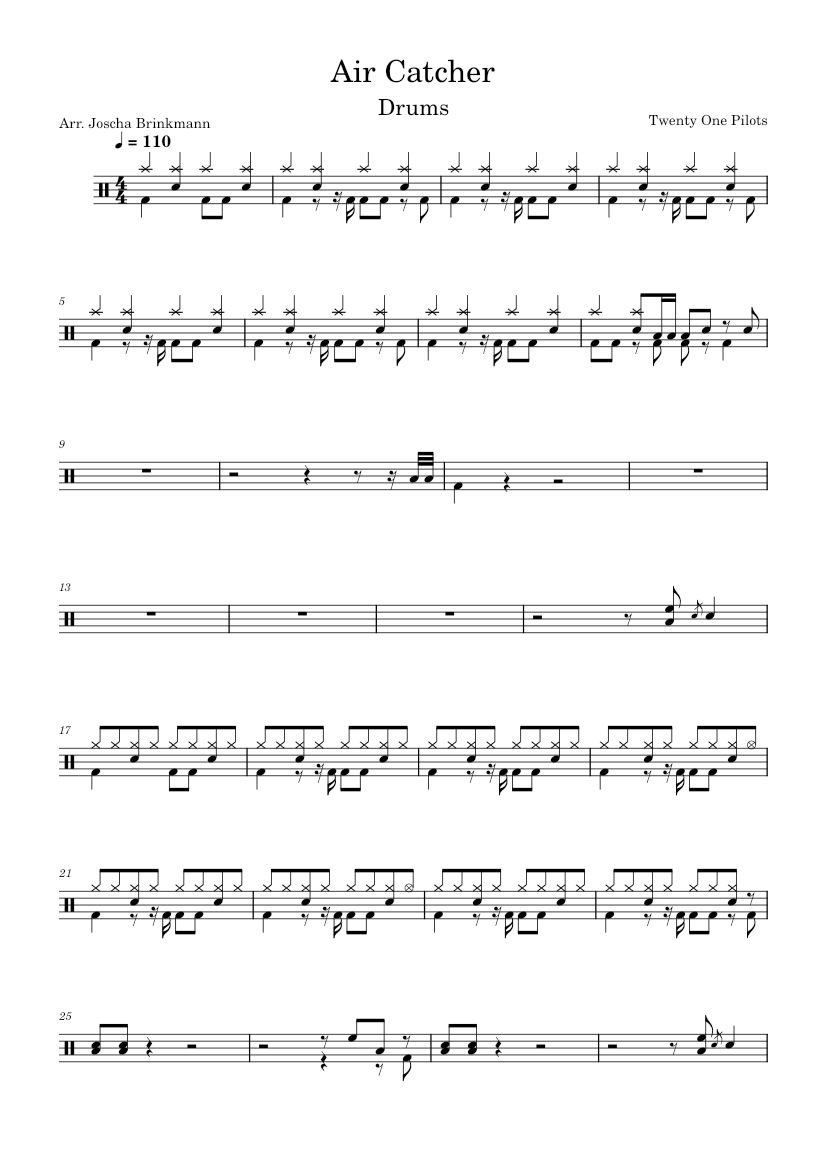 Air catcher – Twenty One Pilots Sheet Music for Drum group (Solo ...