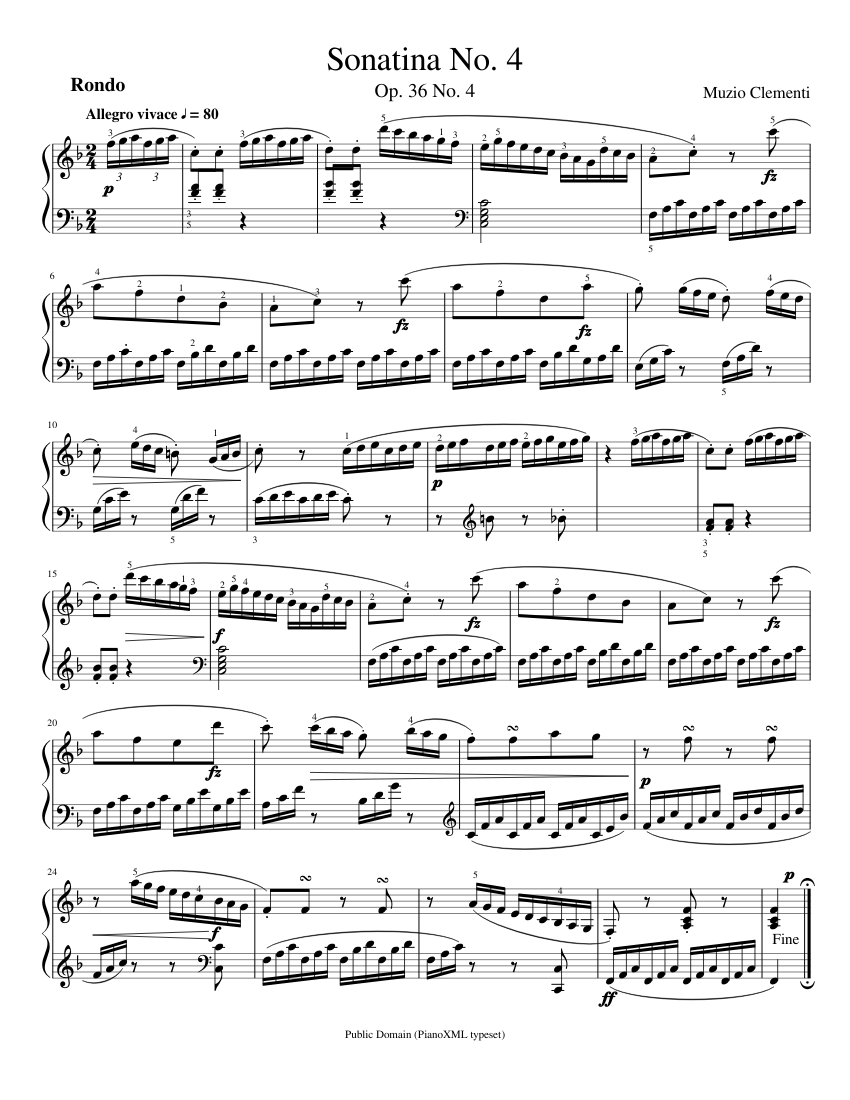 Clementi Sonatina No. 4 Rondo Sheet music for Piano (Solo) | Musescore.com