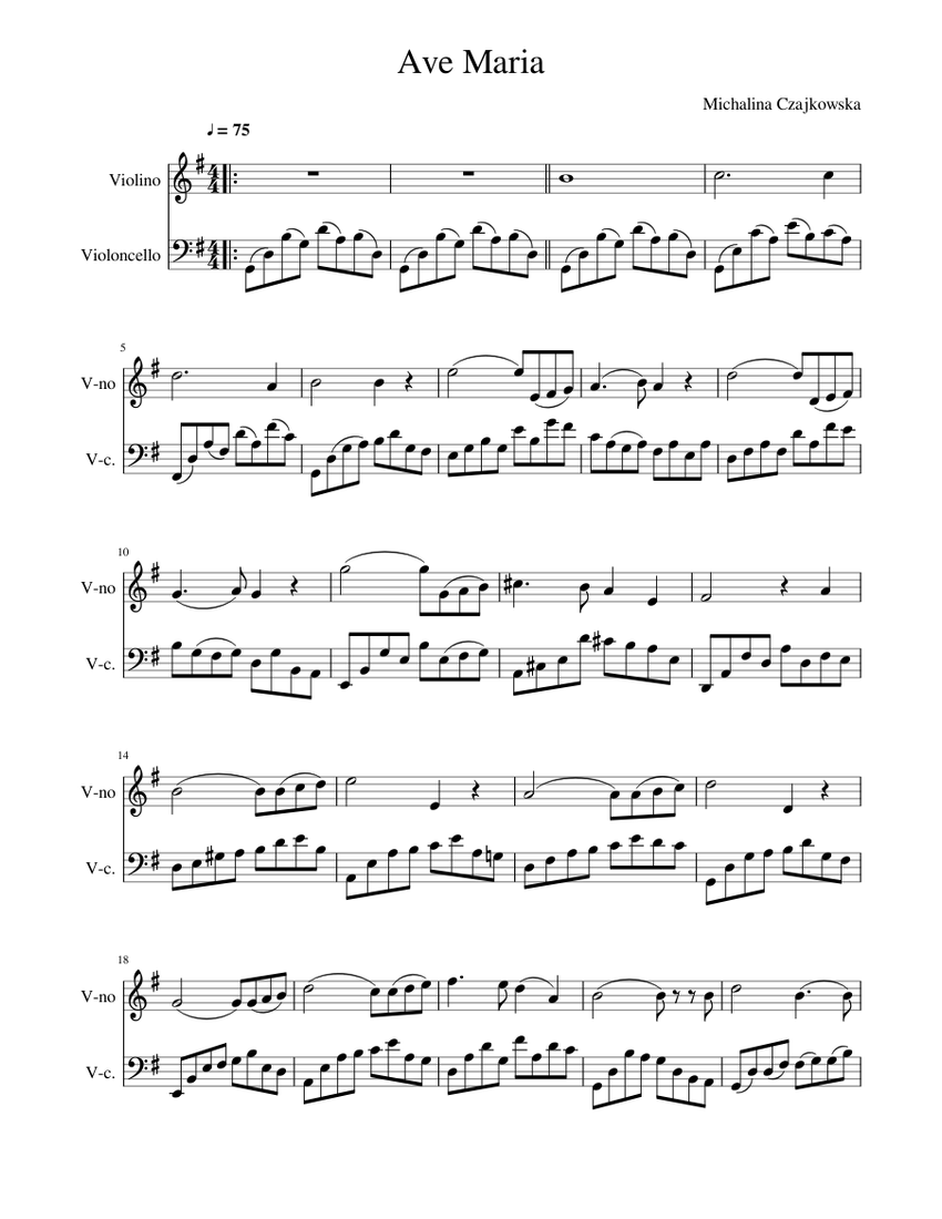 Ave Maria Sheet music for Violin, Cello (String Duet) | Download and ...
