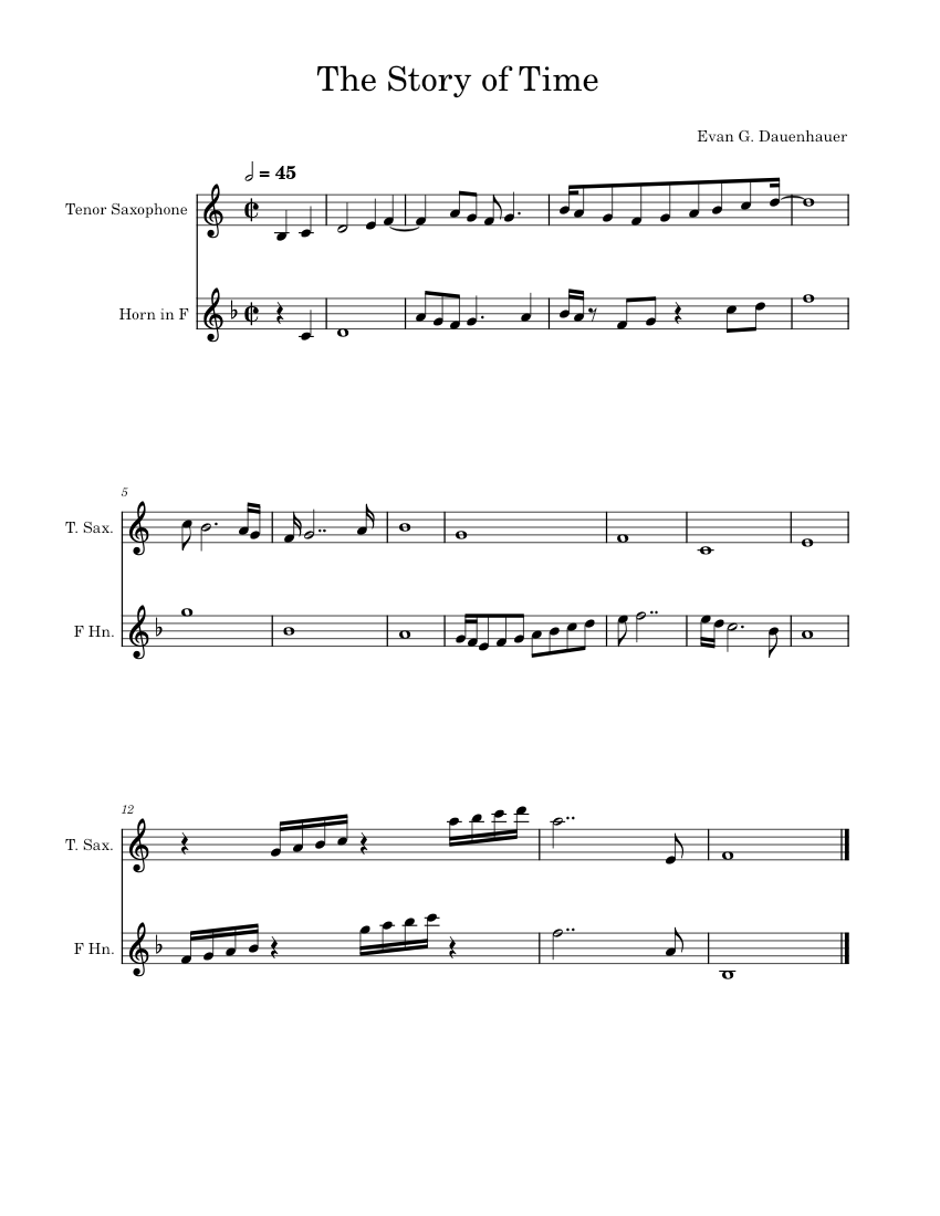 The Story of Time Sheet music for Saxophone tenor, French horn (Mixed ...
