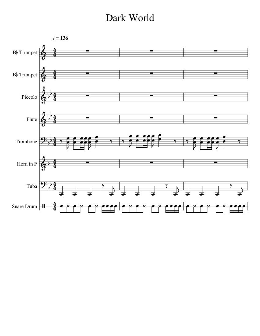 Dark World Theme for Band Sheet music for Trombone, Tuba, Flute piccolo ...