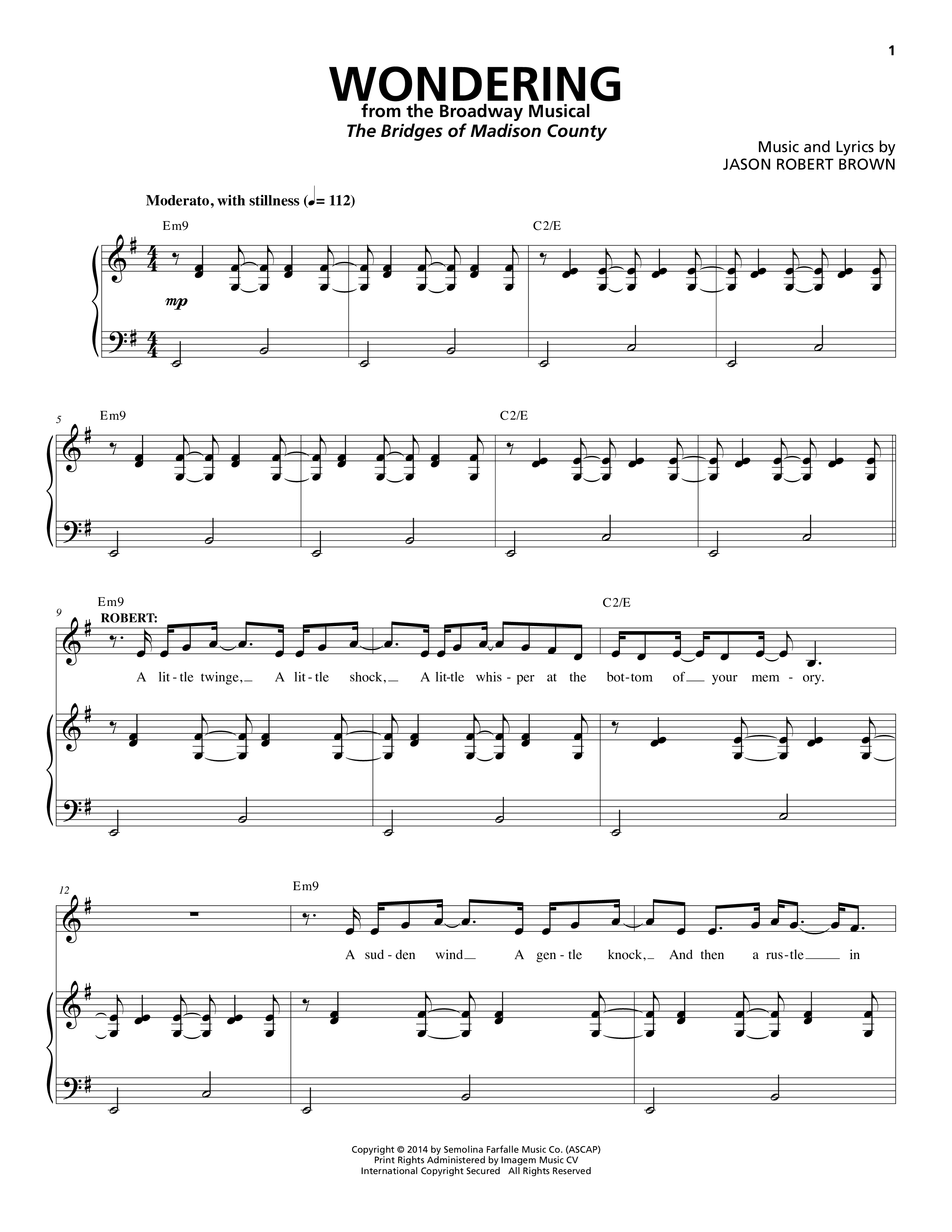 Play Official version of Wondering Sheet Music by Jason Robert Brown ...