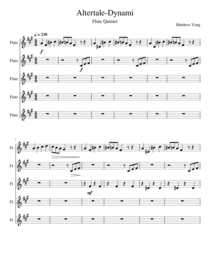 Altertale-Dynami Sheet music for Flute (Woodwind Quintet) | Musescore.com