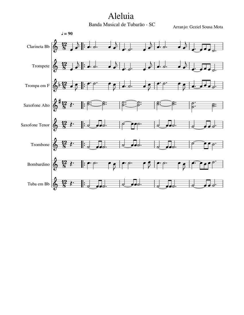 Aleluia Sheet music for Trombone, Euphonium, Tuba, Clarinet in b-flat ...