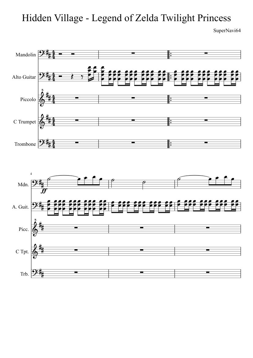 Hidden Village - Legend of Zelda Twilight Princess Sheet music for Trombone, Oboe, Trumpet other ...