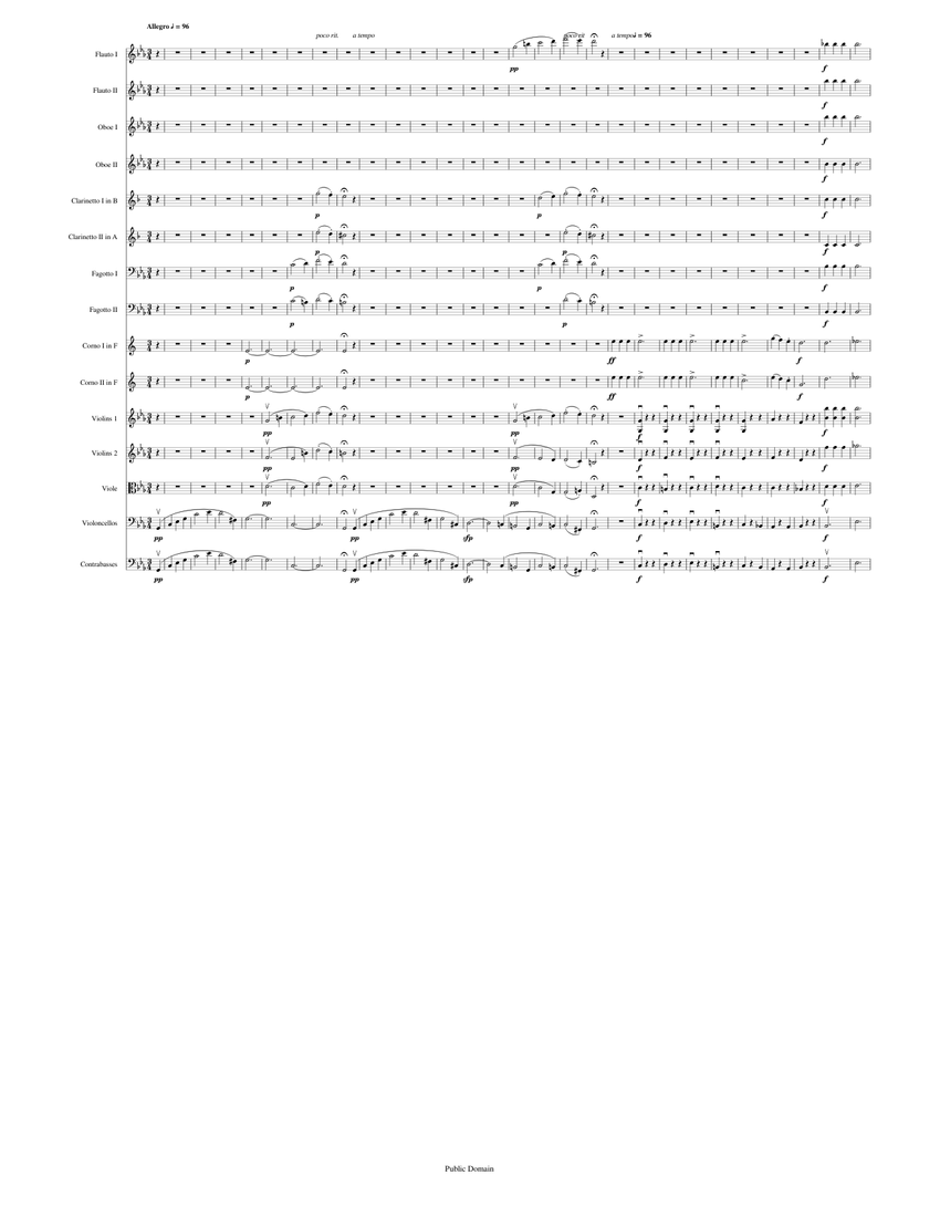 Beethoven Symphony no. 5, Mvt. 3 Sheet music for Flute, French Horn, Strings Group, Oboe ...
