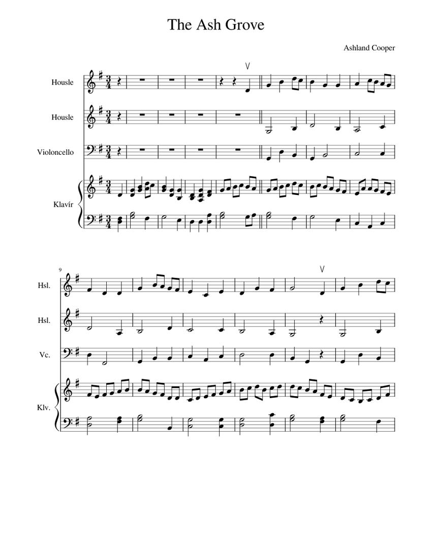 The Ash Grove – Welsh The Ash Grove Sheet music for Piano, Violin ...